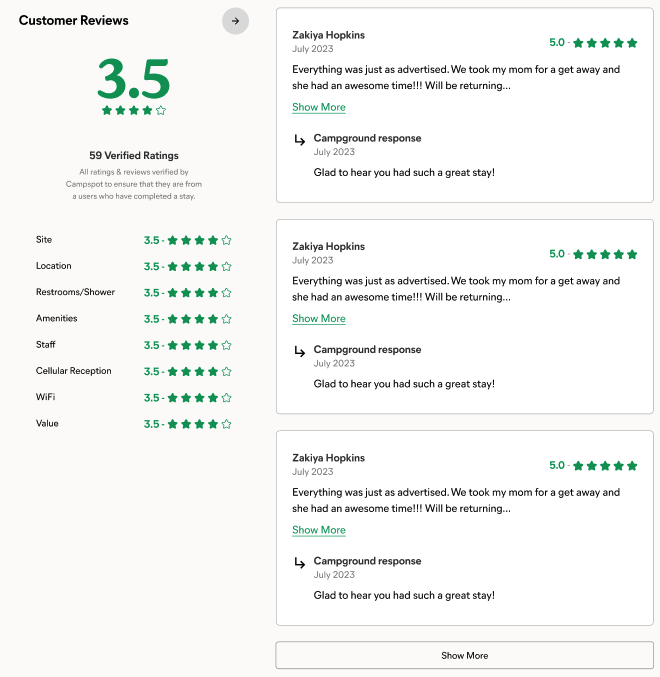 Campspot Analytics: Customer Reviews and Ratings FAQ